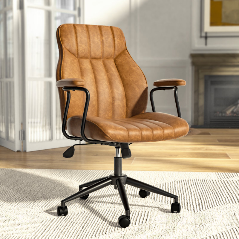 Mid century leather desk chair store